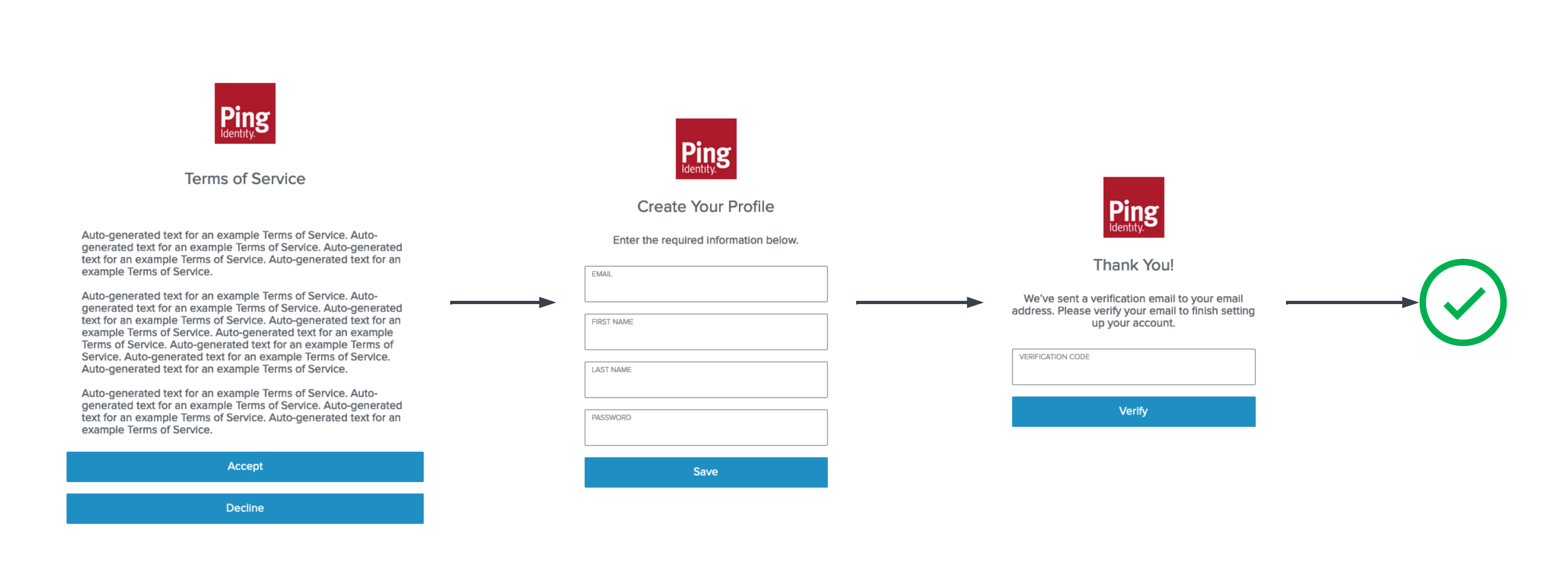 PingOne Registration with Email Verification and Agreements