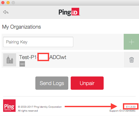 How to check the version of the PingID desktop application