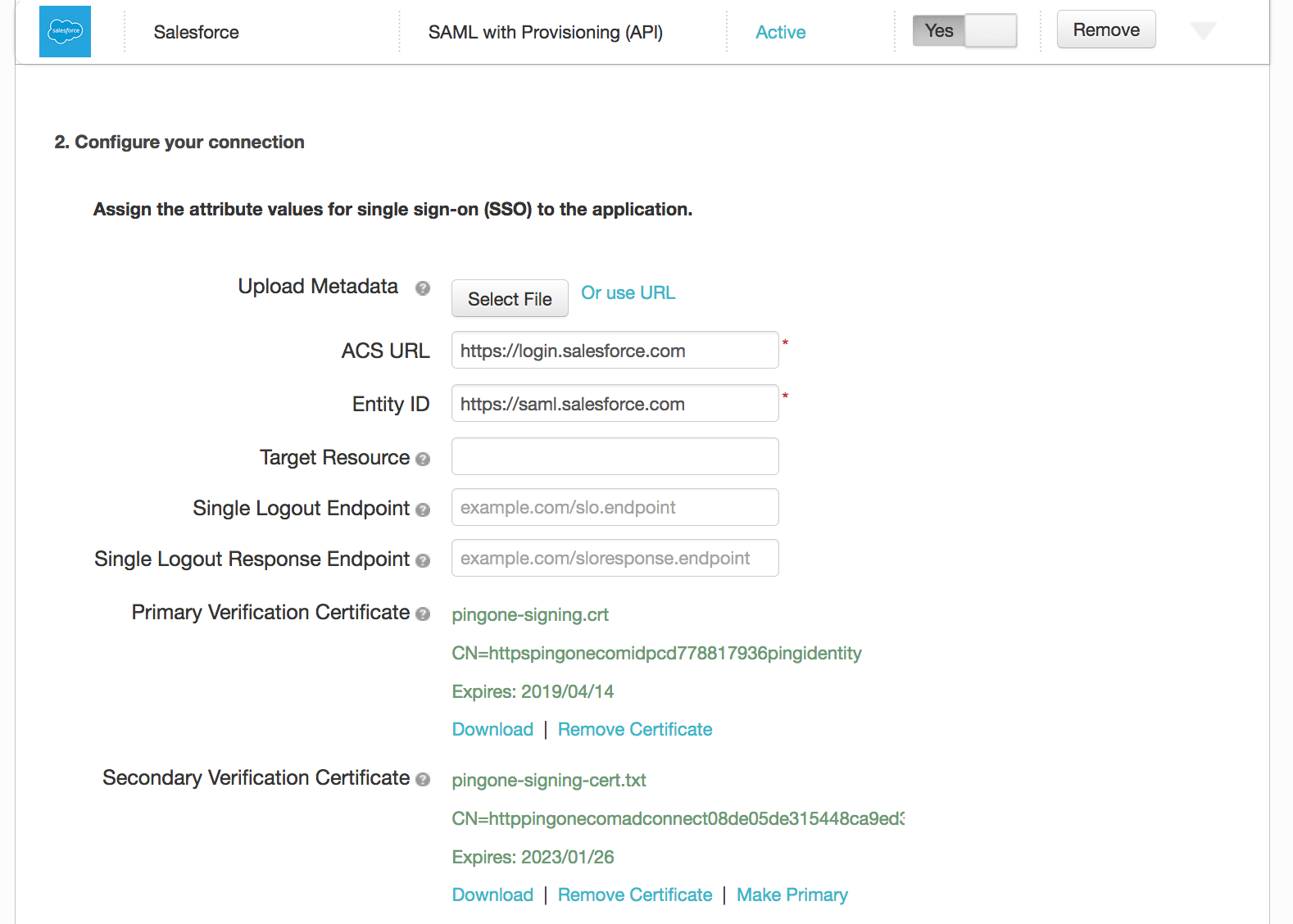 How do I change a verification certificate in PingOne for Enterprise?
