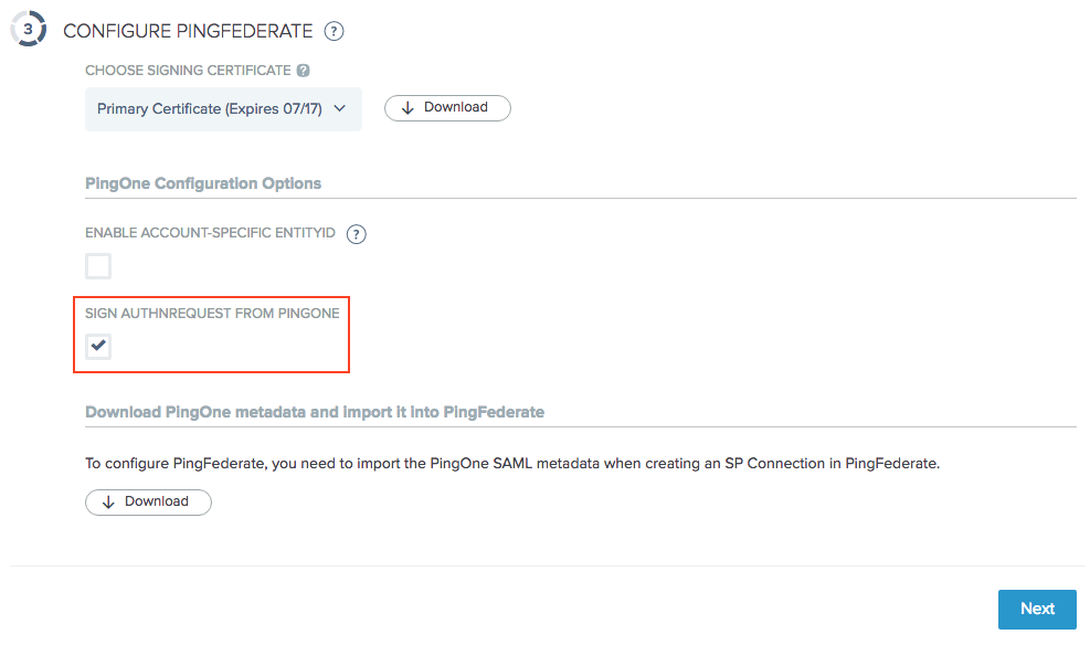 How to configure authentication request signing in PingOne for Enterprise