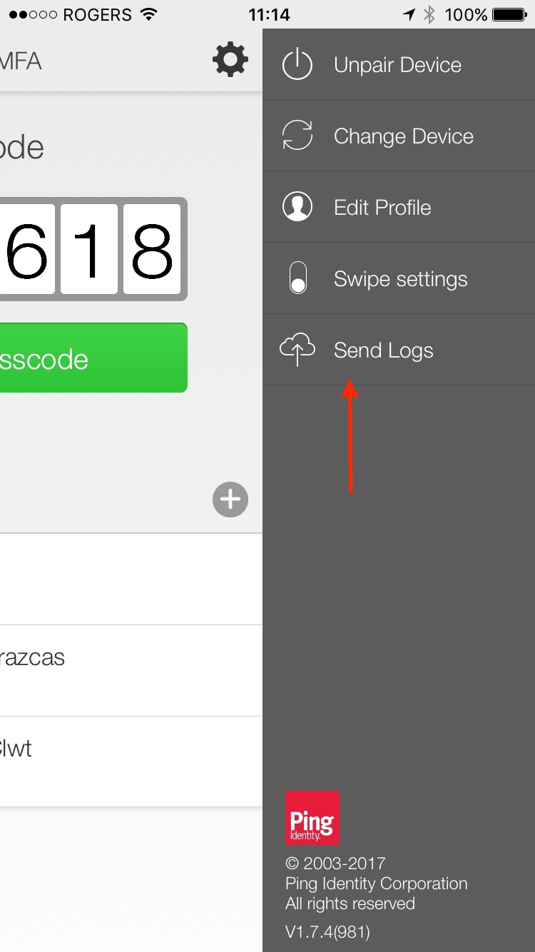 How to send PingID iOS application logs