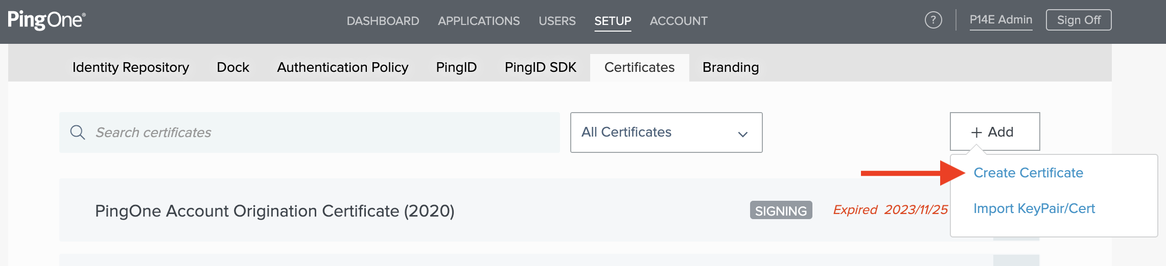 How do I change a signing certificate in PingOne for Enterprise?