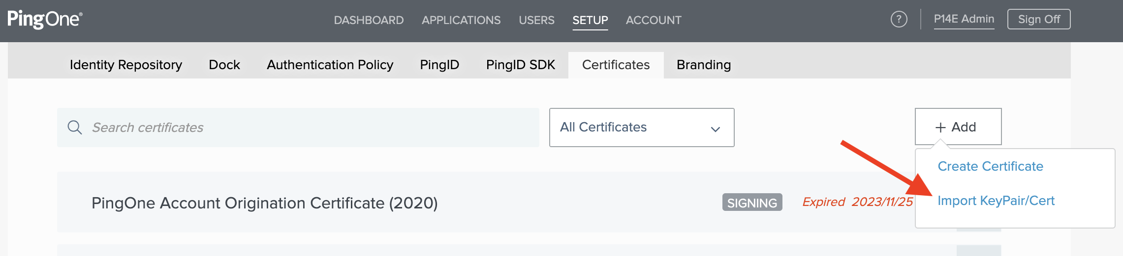 How do I change a signing certificate in PingOne for Enterprise?