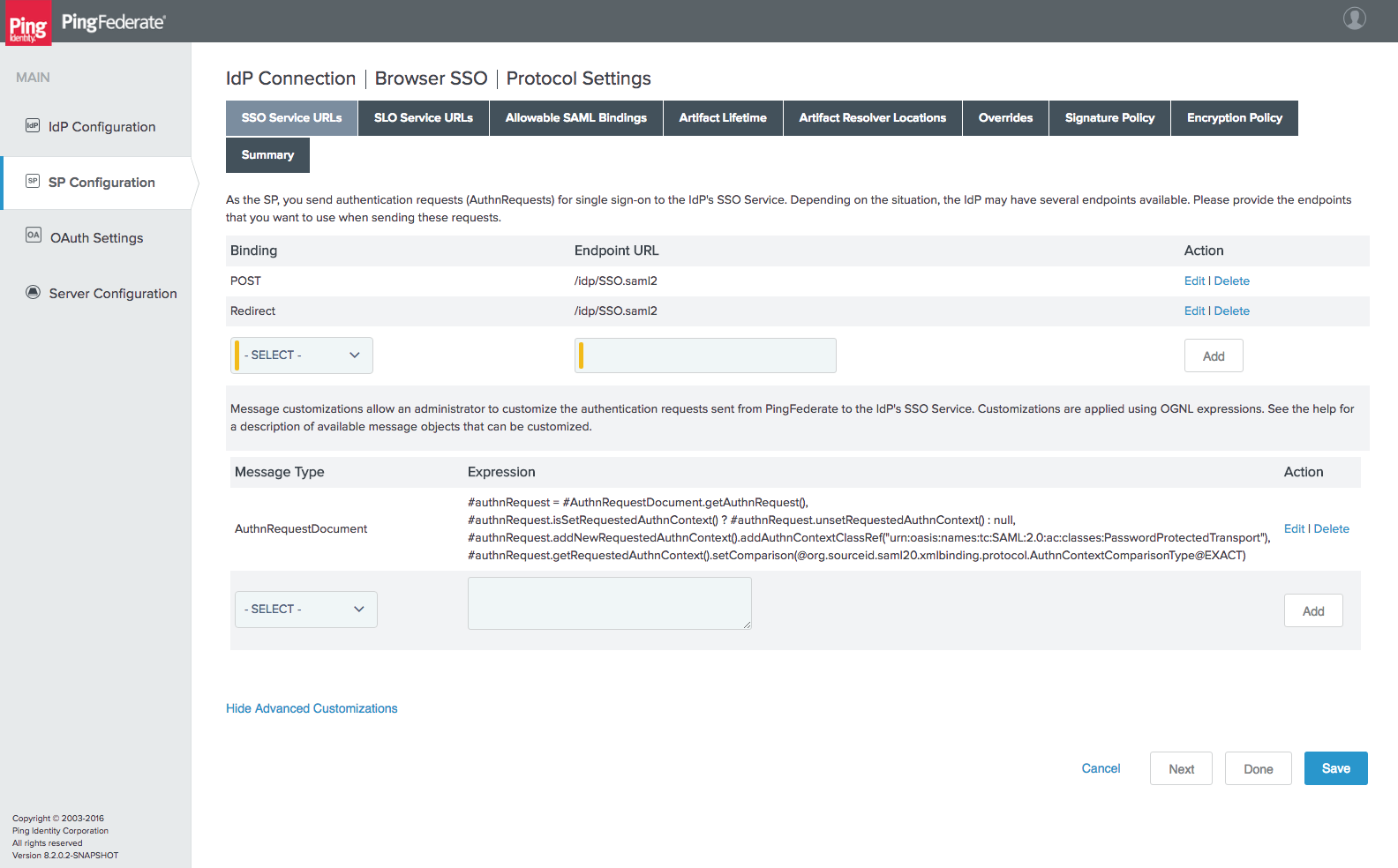 Customize AuthnRequests created by Ping Federate