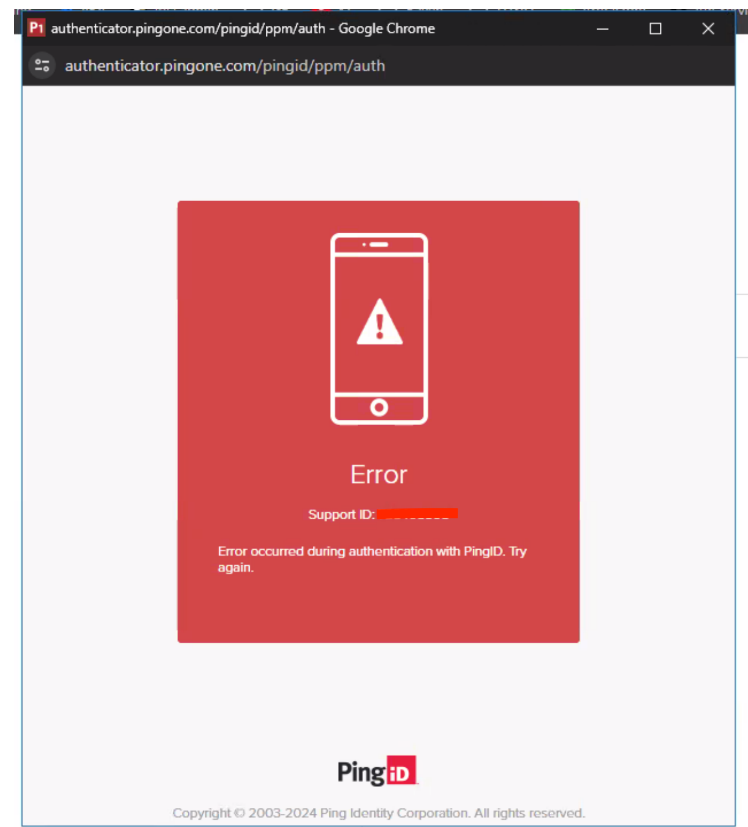 PingID Mobile App authentication error after deleting and reinstalling the App.