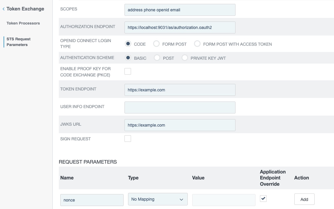 How to disable the nonce from the authorization code grant OIDC flow