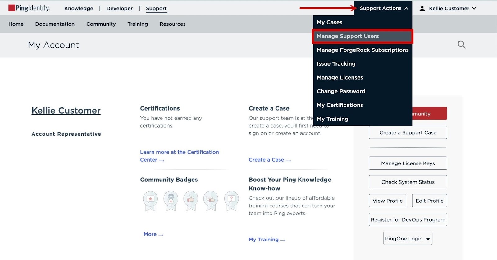 Support Portal - Manage Support Users
